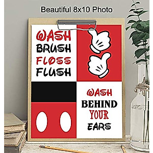 Mickey Bathroom Wall Art Print - Home Decoration, Room Decor For Kids, Childs, Childrens, Baby or Toddlers Bath, Restroom, Powder Room, Guest Bath - Gift for World Fans - 8x10 UNFRAMED print