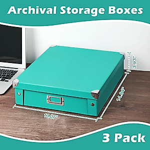 2 Pack 12“ x 12" Jumbo Photo Storage Box Fold Scrapbook Storage Box with Lid Forest Green Archival Storage Boxes Document Organizer Boxes Photo Storage Ideas For Album Keepsake 14.5" x 12.8" x 3.5"