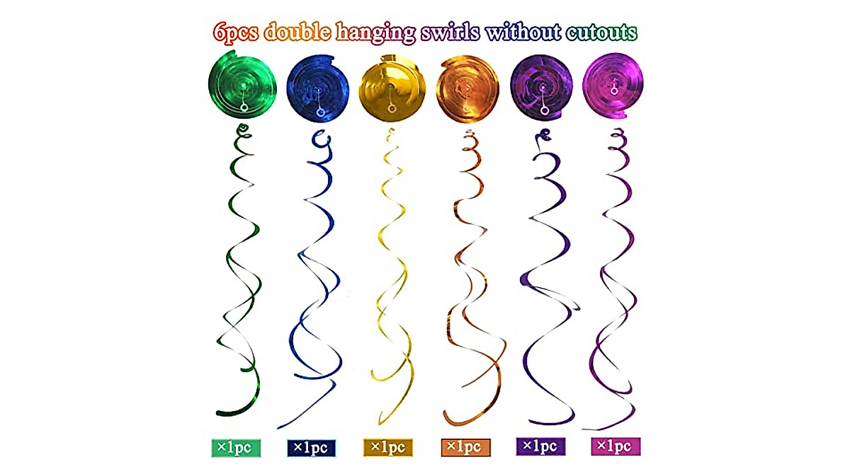 90s Party Decorations - 30pcs Retro Hanging Swirls & Cutouts