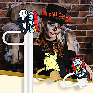 10Pcs Horror Straw Cover Cup for Tumbler Cup, 10mm Drinking Straw Topper, Reusable Protectors Straw Tips Lids for Cup Accessories (10Pcs Horror 10mm)