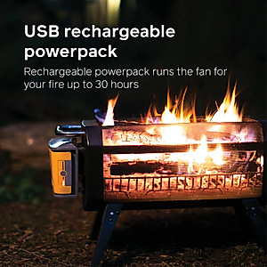 BioLite, FirePit, Smokeless Outdoor Wood and Charcoal Burning Fire Pit with Bluetooth, Rechargeable 12,800 mAh USB-A Out