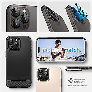 Spigen Camera Lens Screen Protector [GlasTR EZ Fit Optik Pro] Designed for iPhone 14 Pro Max/iPhone 14 Pro [Case Friendly] - Black [2 Pack]