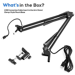 PYLE-PRO USB Suspension Boom Microphone Stand - Adjustable Compact USB Microphone Arm Stand, Durable Steel for Radio Broadcasting Studio, Voice-Over Sound Studio, Stages, and TV Stations PMKSHUSB04.5