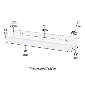 Wallniture Denver Floating Shelves for Wall, White Wall Bookshelf for Nursery Room Decor, Floating Book Shelves for Kids Room, Wall Shelf for Living Room, 17 Inch Picture Ledge Shelf Set of 3