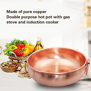 Chafing Dishes Induction Cooker, Red Copper Hot Pot, Pure Copper, Old Style Instant Boiled Mutton Pot, Manual Copper Pot, Pan, Household And Commercial Soup Pot (Color : Brass, Size : 30cm)