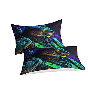 Cosmic Space Wolves Bedding Set Comforter Covers 3D Printed Quilt Cover Duvet Cover with Pillowcases for Childrens and Adults 3 Pieces Microfiber with Zipper Closure Queen（228x228cm）