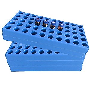 (5 Packs) Vial Rack, Single Blue Holds 50 Standard 12 mm 2 mL vials, Stackable Tube Rack Centrifuge Tubes Rack