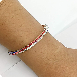 IDesign USA American Flag Bracelet Decorations Gift Red Blue White Bracelet Patriotic 4th of July Independence Day