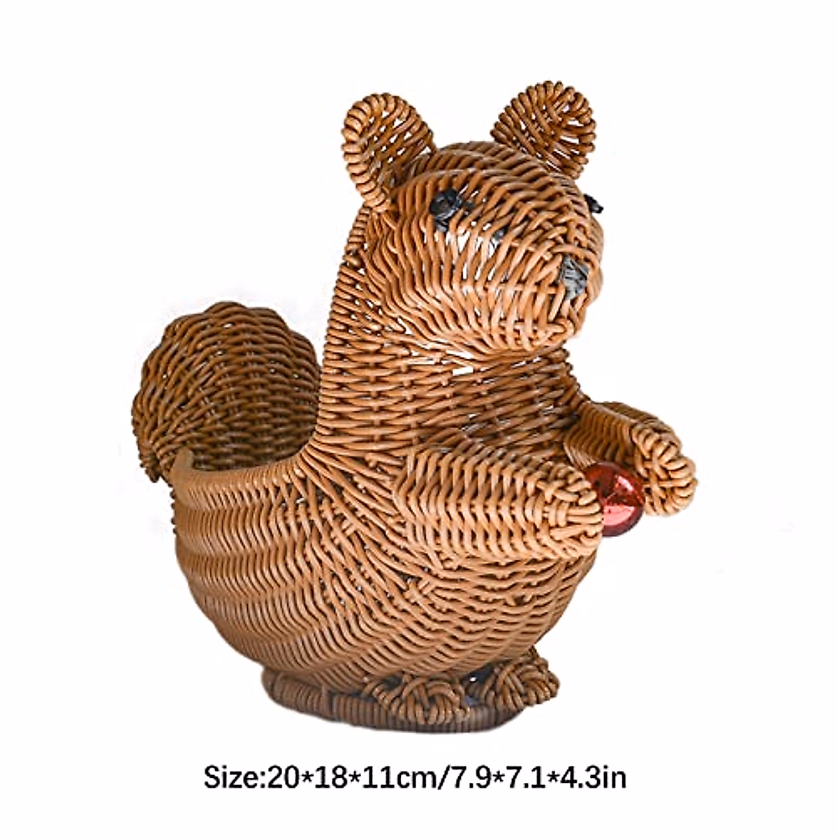 Mokylor Rattan Woven Fruit Basket, Squirrel Shape Woven Wicker Baskets, Creative Weaving Storage Container Vegetable Basket Tray for Laundry, Picnic and Decoration