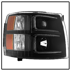 ACANII - For 2007-2013 Chevy Silverado 1500 2500 3500 Black Housing LED Tube Projector Headlights Headlamps Left+Right