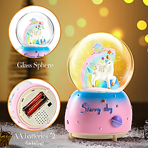 Unicorn Snow Globe for Kids, VECU Snow Globe with Music Perfect Unicorn Music Box for Girls, Granddaughters Babies Birthday ( Manual Snow Drift)