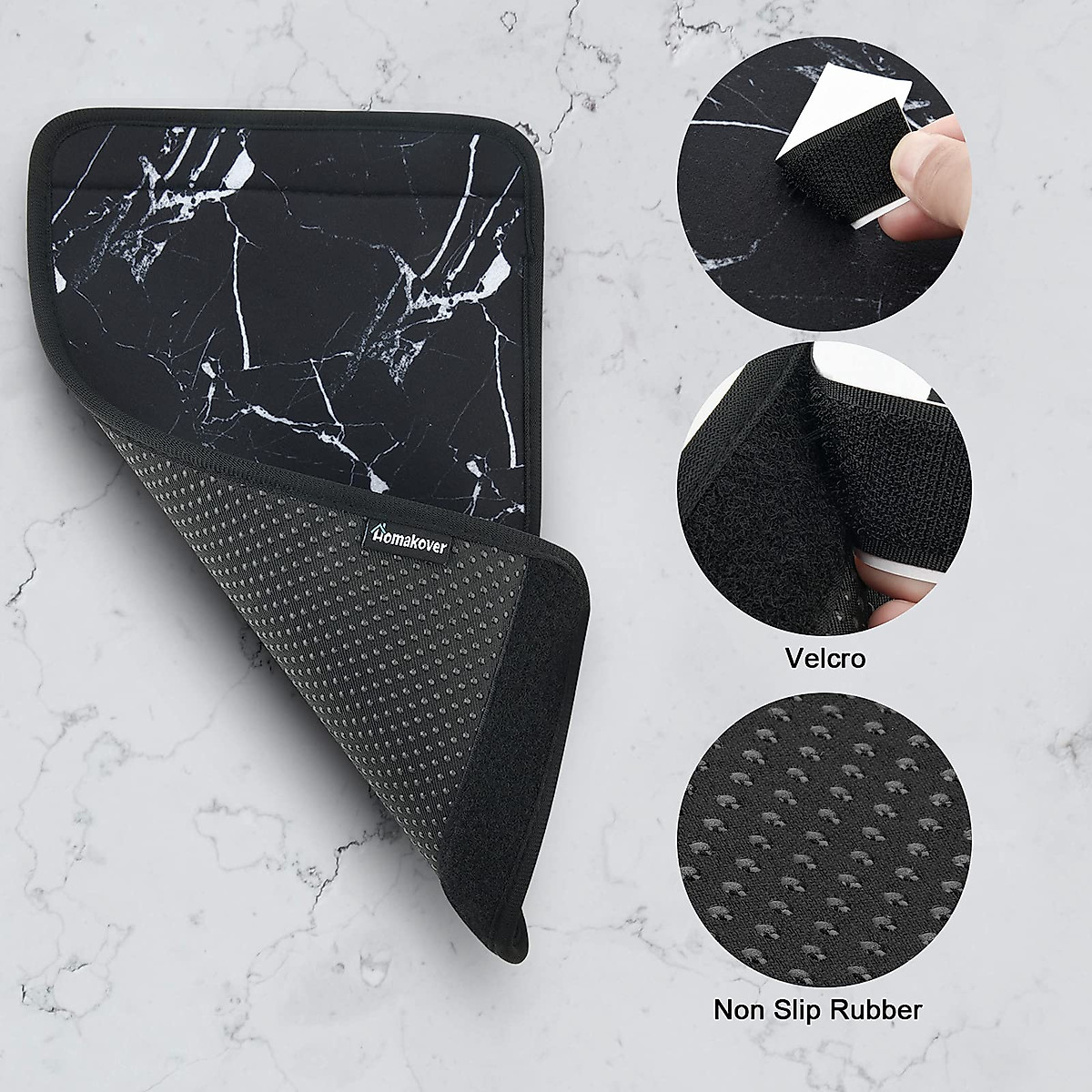 Sewing Machine Foot Pedal Pad Stay in Place Mat, Non Slip Rubber and Hook and Loop Pad to Keep Foot Pedal Steady on Hard Floor Carpet, Piano Pedal,12”x7”, 1/5” Thick (Black+White)