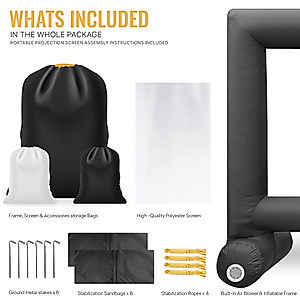 Redia 14 Feet Inflatable Outdoor and Indoor Theater Projector Screen with Built-in Blower - Includes Tie-Downs and Storage Bag - Supports Front and Rear Projection