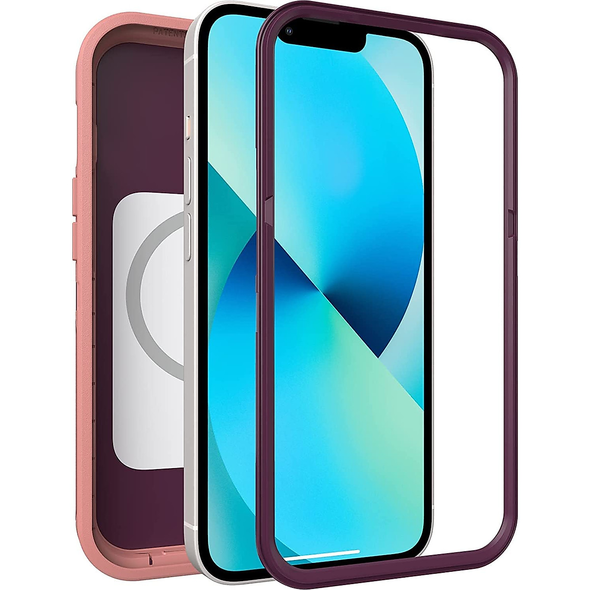 OtterBox Defender Series Screenless Case with Magsafe for iPhone 13 (NOT Mini/Pro/Pro Max) Non-Retail Packaging - Purple Perception - with Microbial Defense