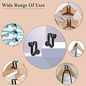 50PCS Hanger Connector Hooks, BIGOU Clothes Hanger Organizer Mini Space Saver Hangers Clothes Hanger Extender Cascading Connection Hooks for Wooden/Velvet/Metal/Plastic Hangers (Black)