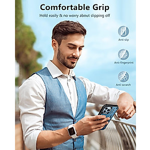 FNTCASE for iPhone 12 Pro Max Case: with Belt-Clip Holster & Built-in Screen Protector & Kickstand, Full-Body Dual Layer Rugged Military Grade Shockproof Protective Cell Phone Cover 6.7 inch-Blue