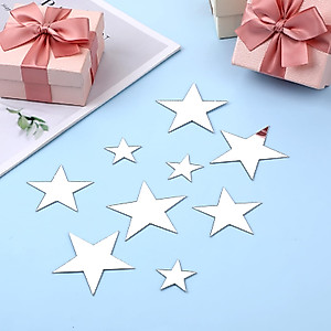 Dimeho 40 Pcs Silver Stars Mirror Wall Stickers, 3D Acrylic Mirror Wall Decorations for Living Room Removable Stars Stickers Art Decal for Bedroom Wedding Birthday DIY Wall Decor (Silver)