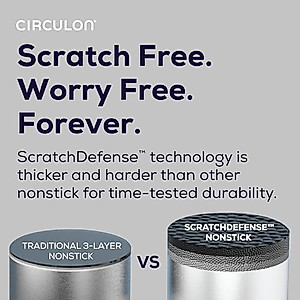 Circulon C1 Series Clad Stainless Steel with ScratchDefense Technology Cookware Nonstick Induction Frying Pan/Skillet with Lid, Metal Utensil Safe, 12.5 Inch Fry Pan - Polished Stainless Steel