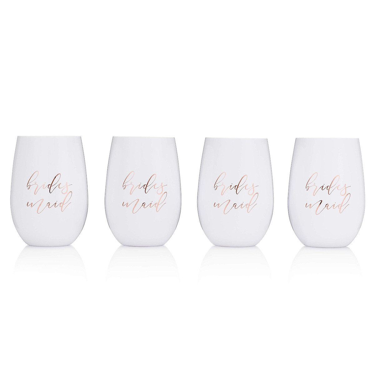 Loco Llama Classy Bride & Bridal Party Proposal Wine Glasses - 100% Unbreakable Tritan Plastic with Foil Accents - 16 ounces (Bride & Bridesmaids, 6)