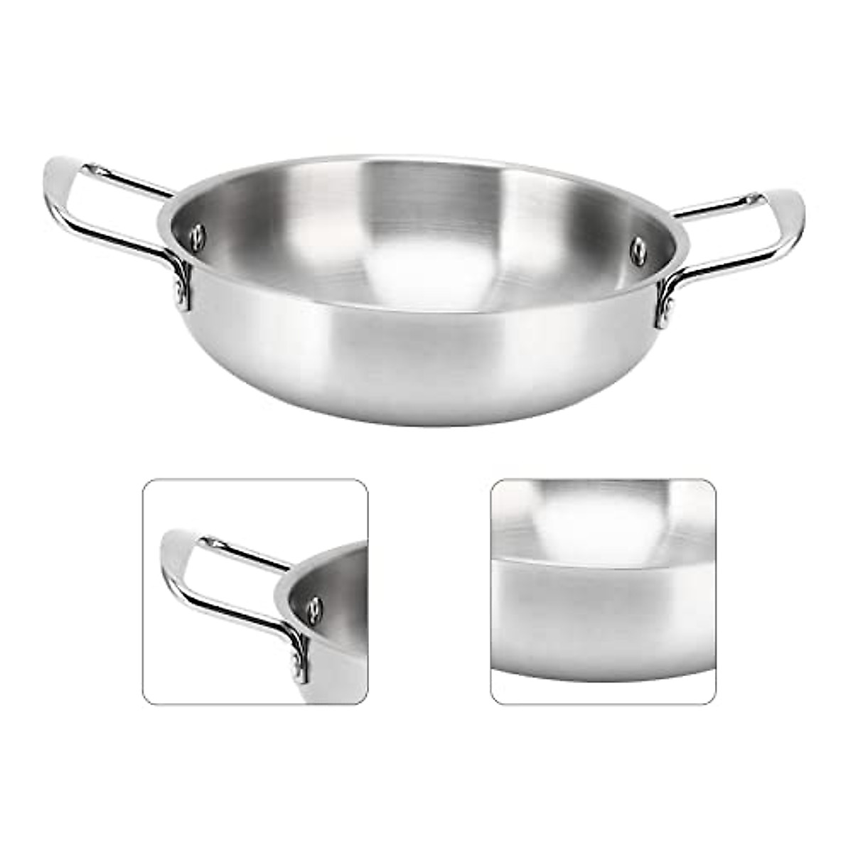 Stainless Steel Binaural Noodle Pot, Korean Ramen Pot Small Stockpot for Home Office Dormitory Outdoor Camping(#3)