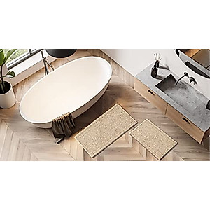 Yimobra Bathroom Rugs, Extra Soft Comfortable Bath Rugs, Non-Slip, Water Absorbent and Thick Bathroom Floor Mat, Machine Washine, Shaggy Rugs for Shower Bathtubs, 24"x17", Beige