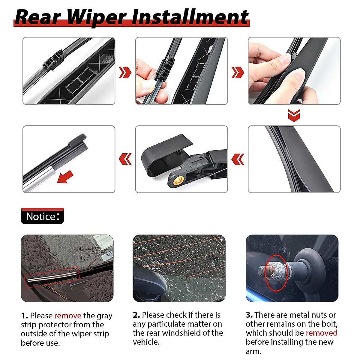 Replacement for Ford Explorer 2011-2023, Rear Windshield Wiper Arm Blade Set - OTUAYAUTO Factory OEM Style BB5Z17526C