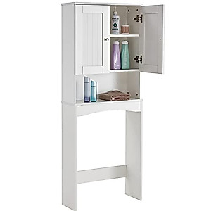 Recaceik Bathroom Storage Over Toilet, Over The Toilet Storage Cabinet with 2 Doors, Freestanding Bathroom Shelf Cabinet Organizer for Toilet, Laundry Room -23.60" L x 9.00" W x 61.80" H
