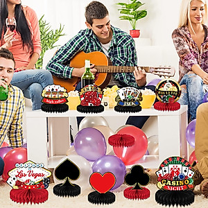 10 Pieces Las Vegas Party Decorations Casino Themed Centerpieces for Tables Decorations 3D Casino Theme Honeycomb Table Topper for Casino Night Birthday Baby Shower Party Supplies
