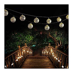 Xiaobei Solar String Lights, Moroccan Ball Shape, 5M 20LED Earth Fairy Lights, Lantern Christmas Lights, Outdoor Garden Patio Home Decoration