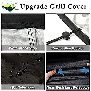 Grill Cover, BBQ Cover 58 inch,Waterproof BBQ Grill Cover,UV Resistant Gas Grill Cover,Durable and Convenient,Rip Resistant,Black Barbecue Grill Covers,Fits Grills of Weber,Brinkmann etc