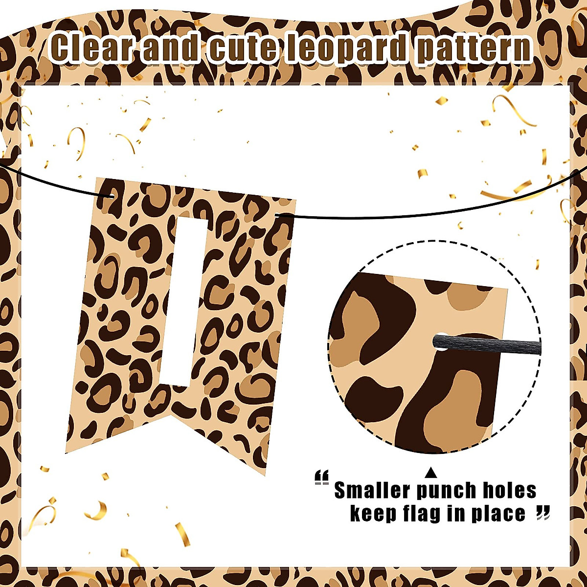 Leopard Print Happy Birthday Banner, Cheetah Print Pennant Banner, Cheetah Birthday Decorations, Cheetah Party Decorations, Jungle Safari Animal Print Baby Shower Theme Birthday Party Supplies