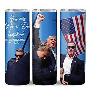 Aclinko Legends Never Die, Trump Fight 2024 Tumbler, Trump Pennsylvania Rally, Trump Fight 20oz Skinny Tumbler, Patriotic Birthday Gifts for Women, Republican Tumbler Cups