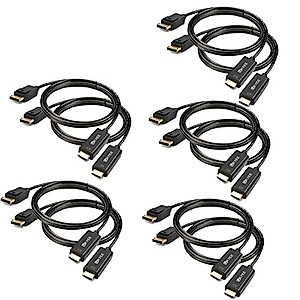 UKYEE Display Port (DP) to HDMI Cable 6 feet 10-Pack, DisplayPort to HDMI Cable Adapter 6ft Male to Male Cord Converter for PCs to HDTV, Monitor, Projector with HDMI Port