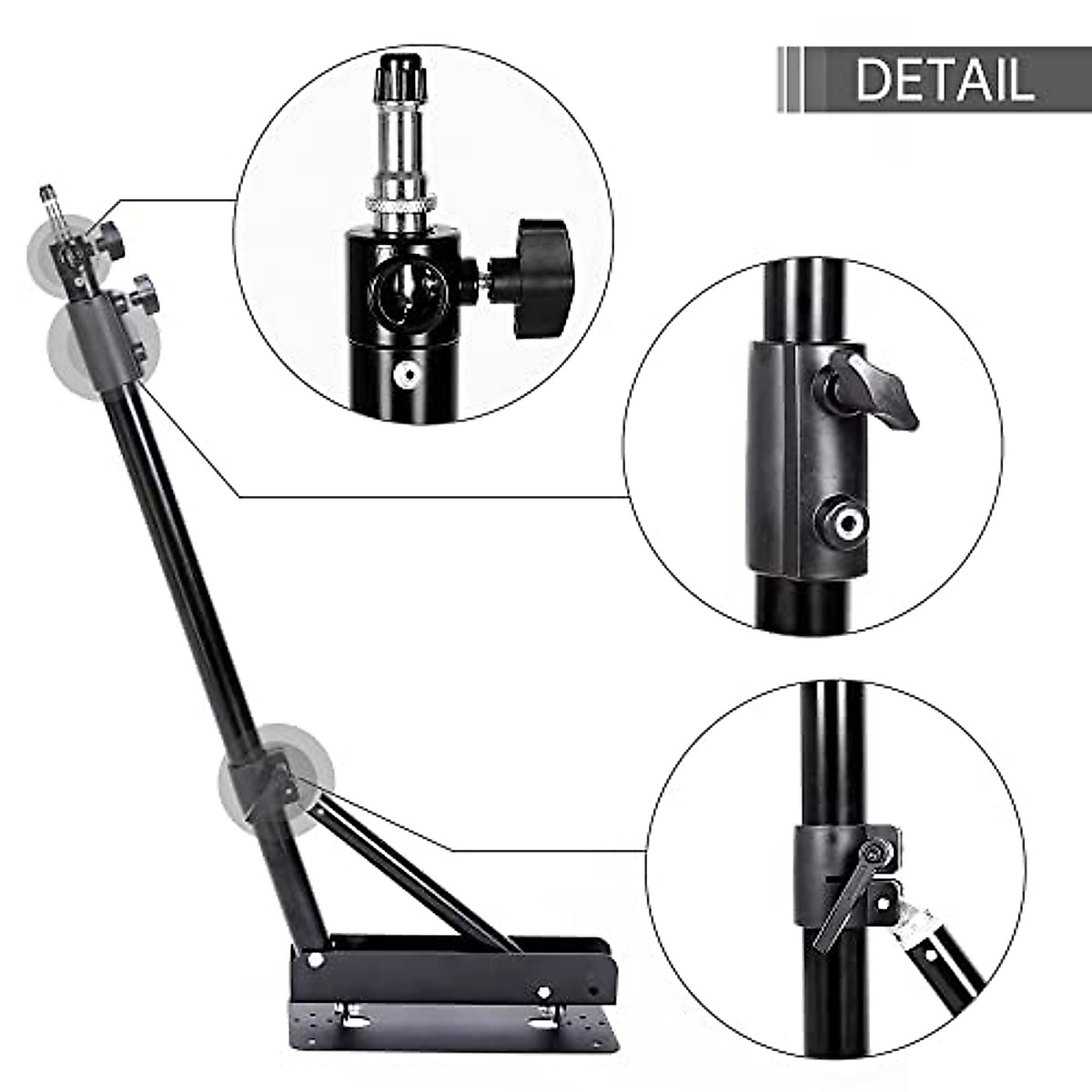 AISIMEE Wall Mounting Triangle Boom Arm for Photography Strobe Light, Monolight, Softbox, Umbrella, Reflector and Ring Light, Support 180 Degree Rotation, Max Length 4 Feet/125cm (Black)
