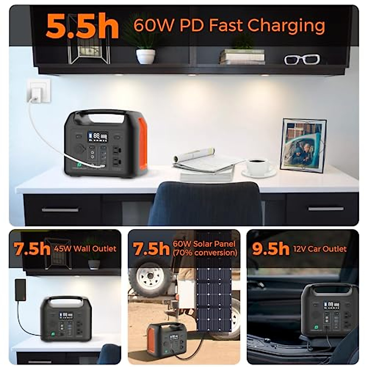 POWEVOLVER Portable Power Station, 299Wh Battery Backup with 300W Pure Sine Wave AC Outlet, PD 60W In/Out Solar Generator for Home Use Camping Road Trip Emergency CPAP