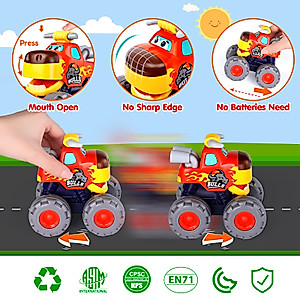 HINZER Toy Cars for 1 2 3 Year Old Boys 3 Pack Monster Trucks for Kids Toddlers 1-4 Pull Back Cars in Park Camp Baby Toys 12 18 Months Birthday Gifts for 1 Year Old Boys Girls