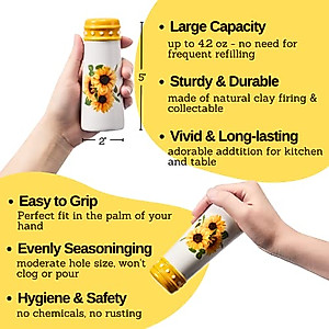 Sunflower Salt And Pepper Shakers - Farmhouse Cute Salt Pepper Shaker Set For Kitchen Table, Sunflower Kitchen Decor Accessories - Large Seasoning Shakers Bottle Set, Unique Collectable Gifts