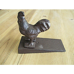 Cast Iron Rooster Chicken Door Stop Stopper Country Farmhouse Rustic Doorstop - drstore