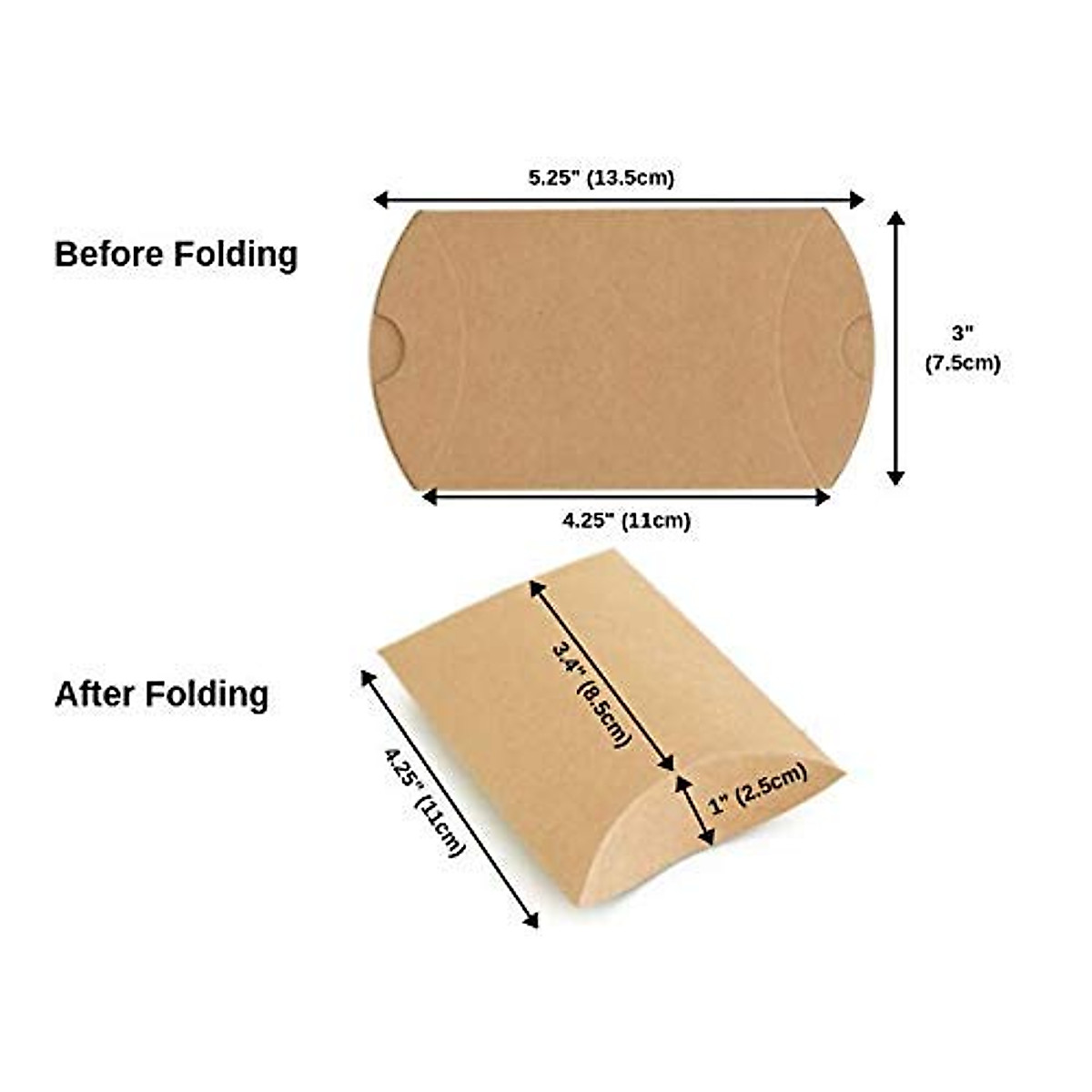 50pcs Kraft Pillow Boxes with 50pcs Silver Elastic Ties - Jewelry Packaging - Gift Card Holder - Soap Packaging - Small Gift Box, Wedding Favors