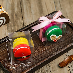 RomanticBaking 50 Pack Bulk 2x2x2 Inch Clear Gift Boxes Macaron Boxes Gift Boxes Small Chocolate Bomb Boxes Birthday Wedding Party Favor Boxes