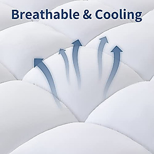 TOAO Queen Mattress Topper, Extra Thick Mattress Pad Cover for Back Pain Relief, Cooling Pillow Top with 8-21" Deep Pocket 5D Snow Down Alternative Fill(White,Queen)