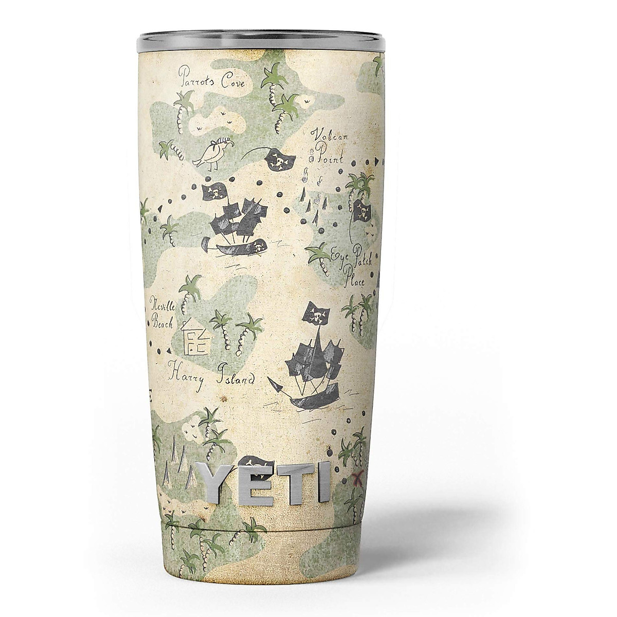 Design Skinz The Vintage Map of Pirate Islands - Skin Decal Vinyl Wrap Kit Compatible with The Yeti Rambler Cooler Tumbler Cups