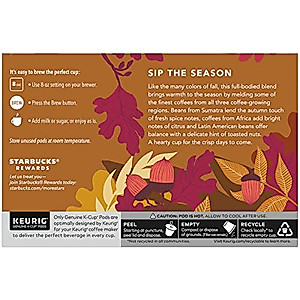 Fall Blend Medium Roast Coffee Single Serve Pods for Keurig Brewers, 1 box of 10