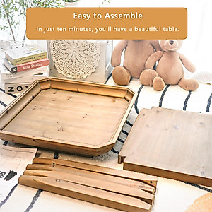 TIMBERMAVEN Rustic Farmhouse Square End Table, French Country Vintage Side Table, Boho Industrial with Storage Shelf for Living Room,café, Bedroom, Small Spaces,Solid Wood Nature White