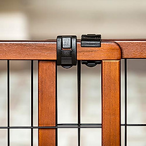 Carlson 70-Inch Wide Adjustable Freestanding Pet Gate, Premium Wood,Brown