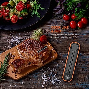 Wireless Meat Thermometer – Digital Cooking Thermometer with Wireless Probe – 500Ft Remote Range Food Thermometer – with iOS & Android Read App -Preprogrammed Temperatures for BBQ, Oven, Grill
