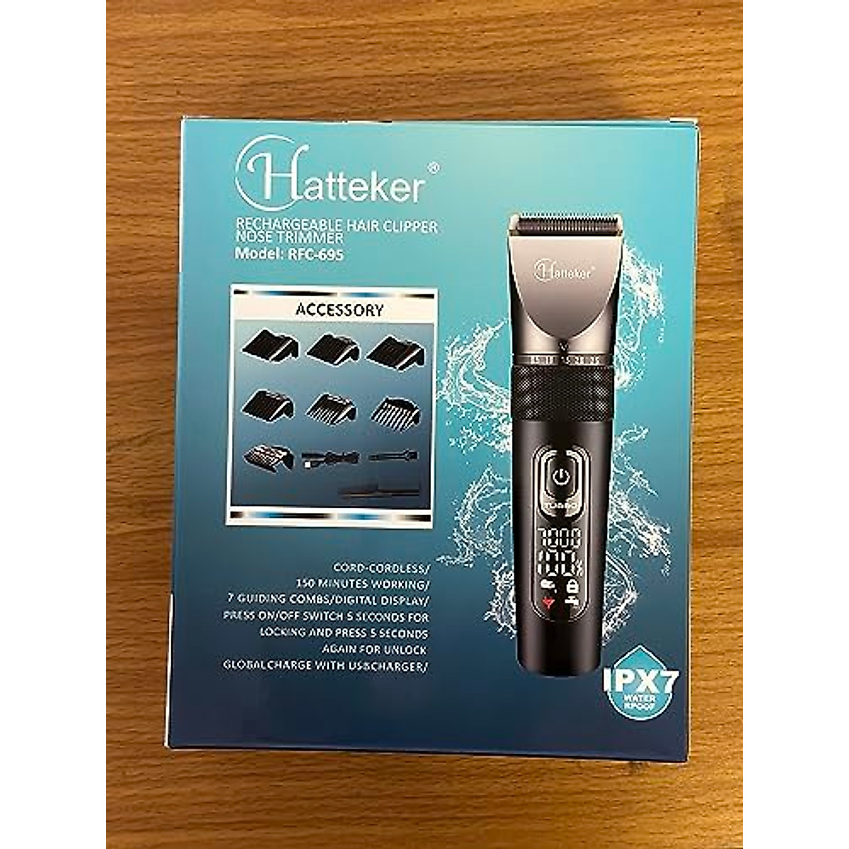 Hatteker Cordless Hair Clipper Beard Hair Trimmer Hair Cutting Kit for Men Women Kids Barber Clippers Nose Hair Trimmer IPX7 Waterproof Professional
