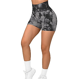 RXRXCOCO Women Seamless Butt Lifting Contour Yoga Short 3" High Waist Booty Gym Biker Shorts Small Black Gray