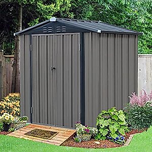 Outdoor Storage Sheds 6' x 4' Garden Storage House Utility Tool Shed for Lawn w/Lockable Door & Air Vent