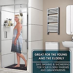 ENKOSI Large Square Shower Mat Non Slip - Stand Up Shower Mat - Shower Mats for Showers Anti Slip - Shower Non Slip Stall Mat - Shower Mat Non Slip Large - Shower Safety Grip Mat (Charcoal 27x27)